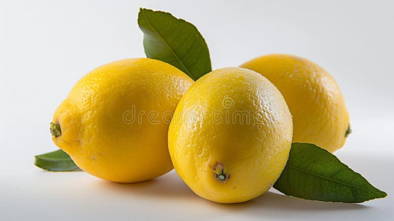 Lemon. Three Fruit with Leaves Isolated on White. Ai Generative Stock ...