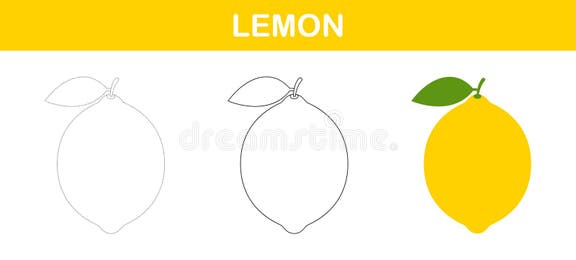 Lemon Tracing and Coloring Worksheet for Kids Stock Vector ...