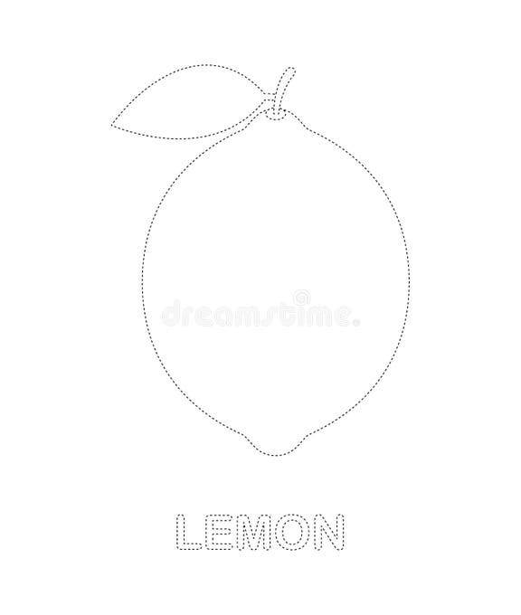 Lemon Tracing Worksheet for Kids Stock Vector - Illustration of citrus ...