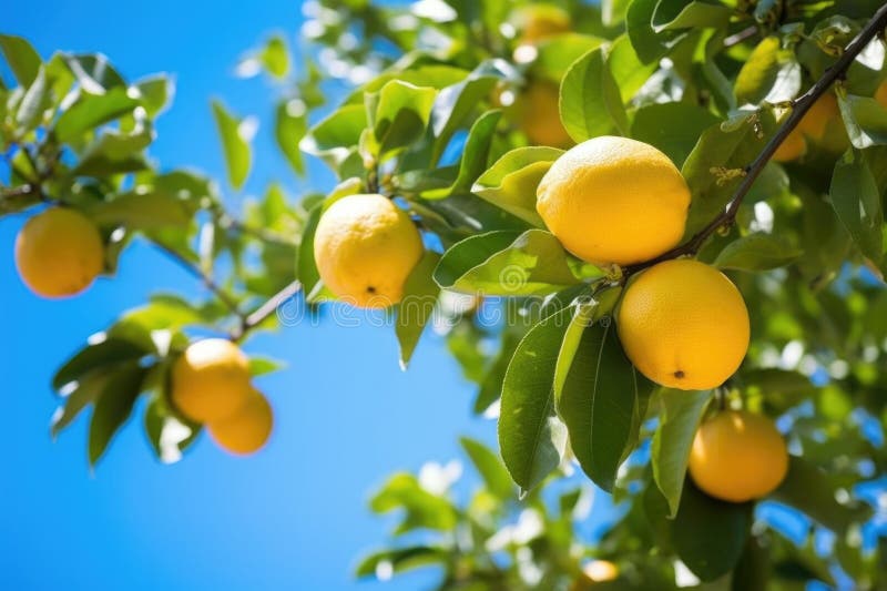 A Lemon Tree Branch Heavy with Ripe Lemons Stock Image - Image of ...