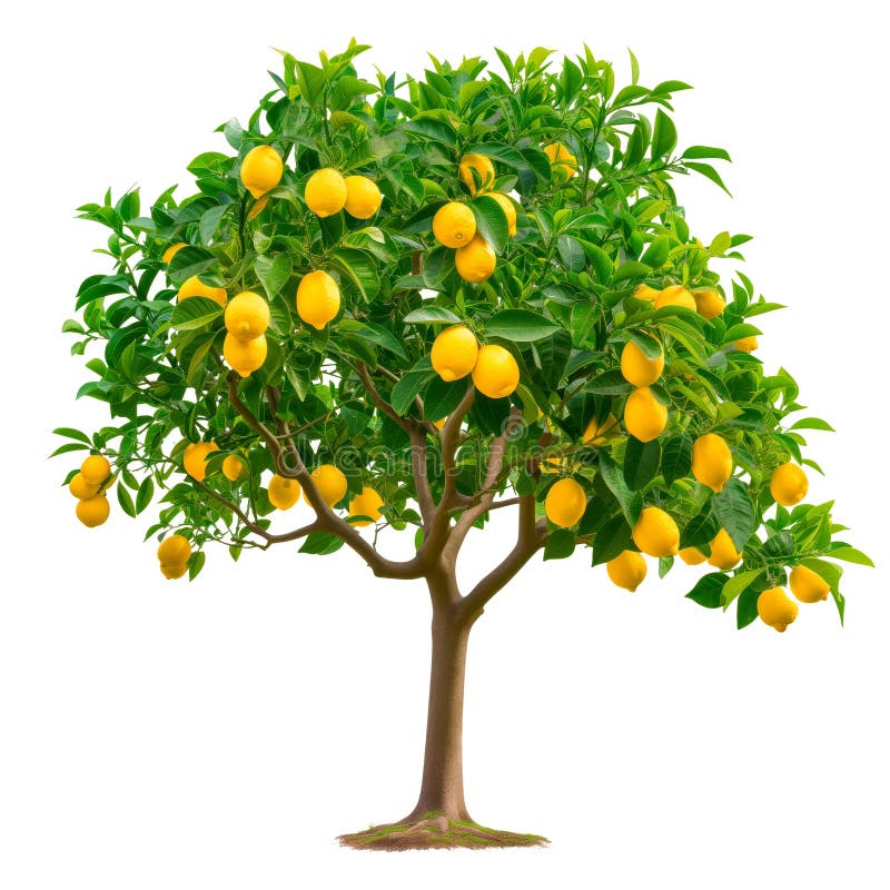 A Lemon Tree Isolated on a White or Transparent Background. a Close-up ...