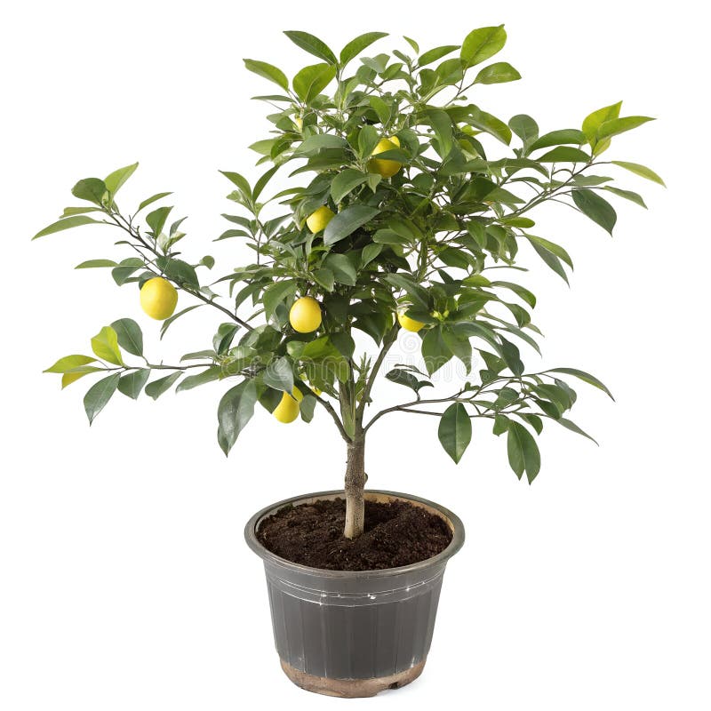 Lemon Tree in Pot Isolated on White Background Stock Illustration ...