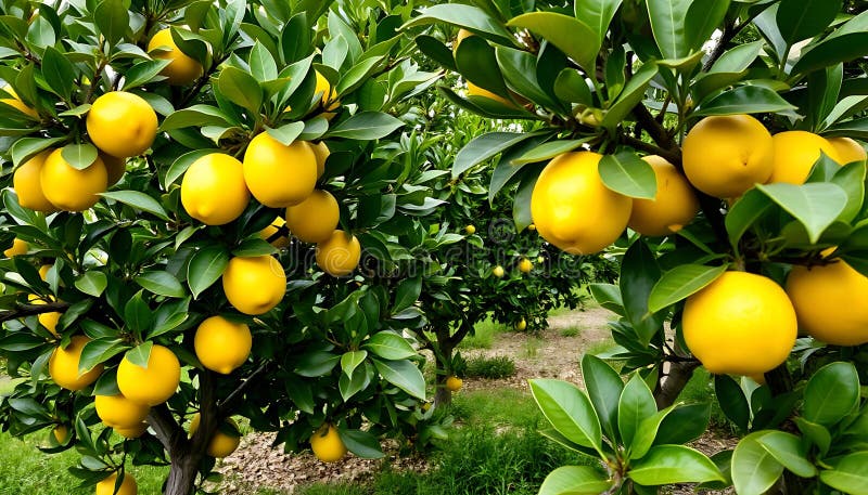 Lemon Tree with Ripe Lemons in Orchard Sunlight Generative AI Stock ...
