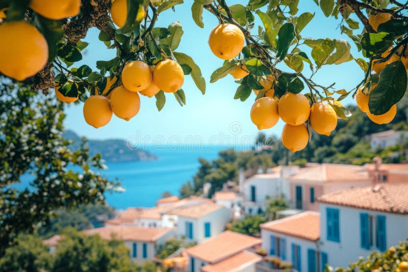 Lemon Tree Sunny Village Ocean Background Stock Photos - Free & Royalty ...