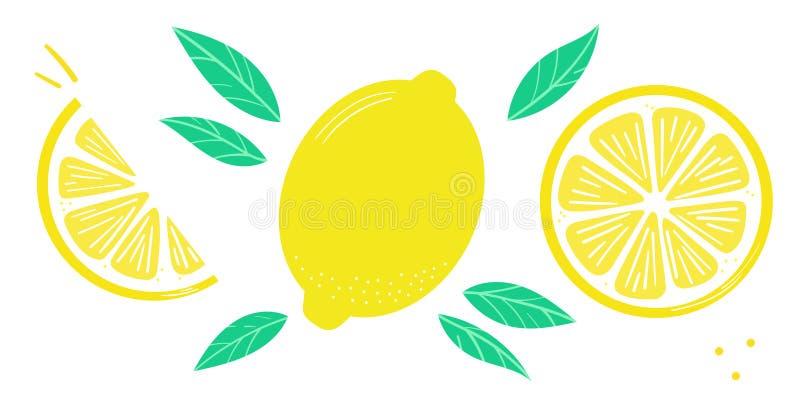 Lemon Vector Clip Art Set, Flat Illustration Stock Vector ...