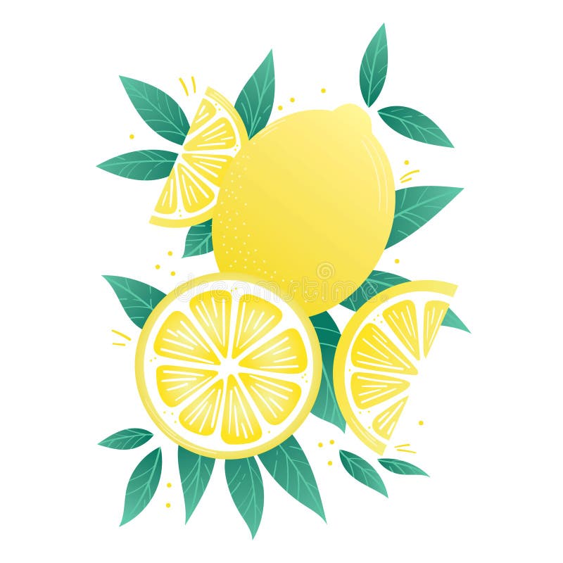 Lemon Vector Clip Art Set, Flat Illustration Stock Vector ...