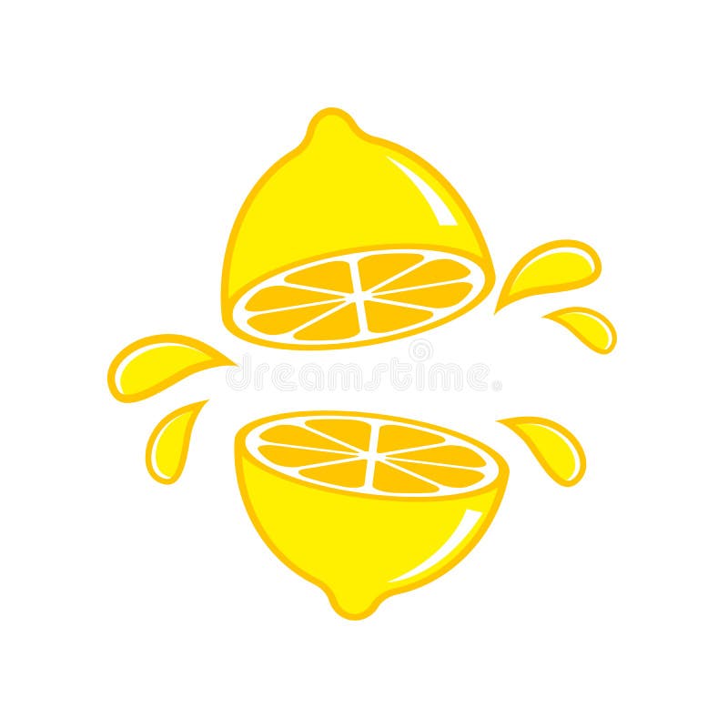 Lemon Vector.Lemon Halves with a Splash of Lemon Juice. Stock Vector ...