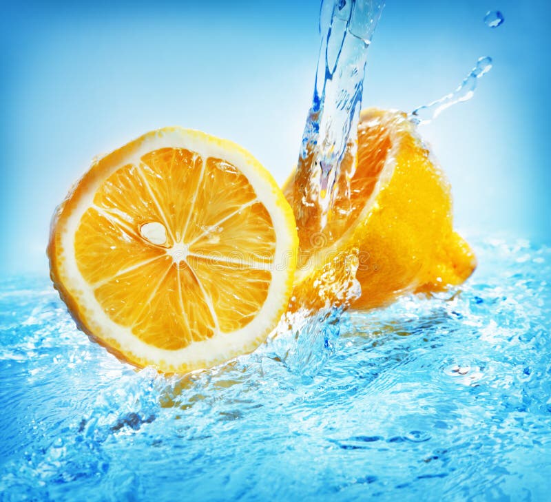 Lemon splashing in water stock image. Image of slice, produce - 6297729