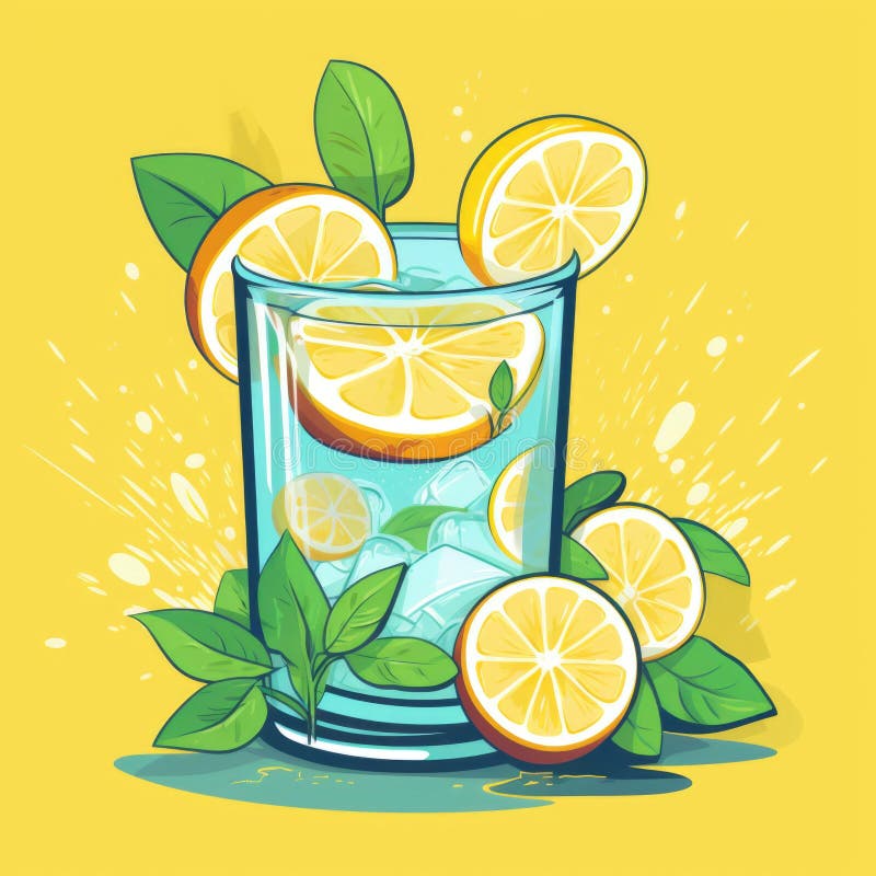 Lemon Water Drink. Flat Illustration Style Stock Illustration ...