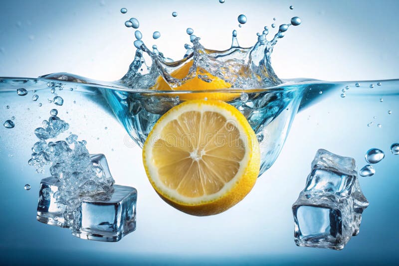 Lemon in water stock illustration. Illustration of citrus - 367900898