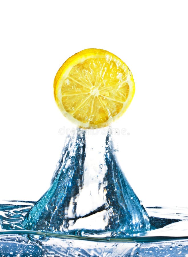 Lemon in Water Splash stock image. Image of falling, bright - 21841369