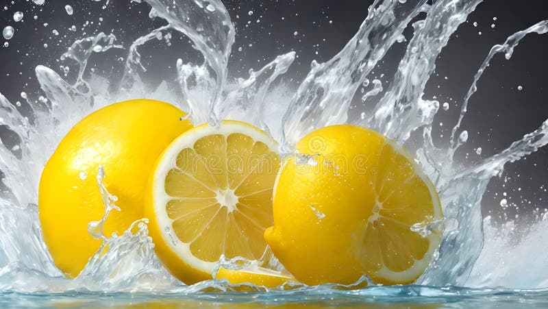 Lemon in Water Splash Ai Generated Stock Illustration - Illustration of ...