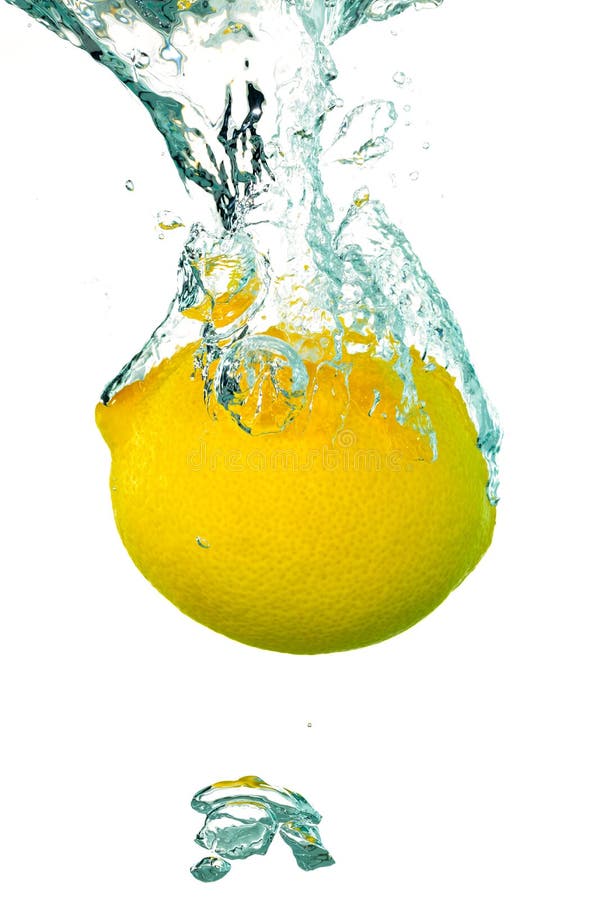 Lemon Water Splash with Air Bubbles Stock Photo - Image of color ...