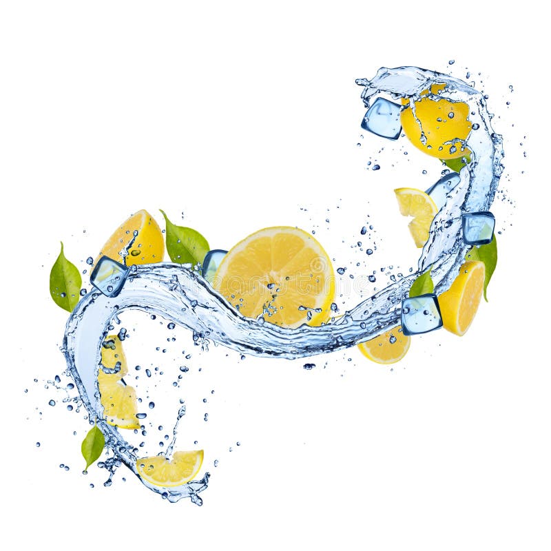 Lemon in Water Splash on White Background Stock Illustration ...