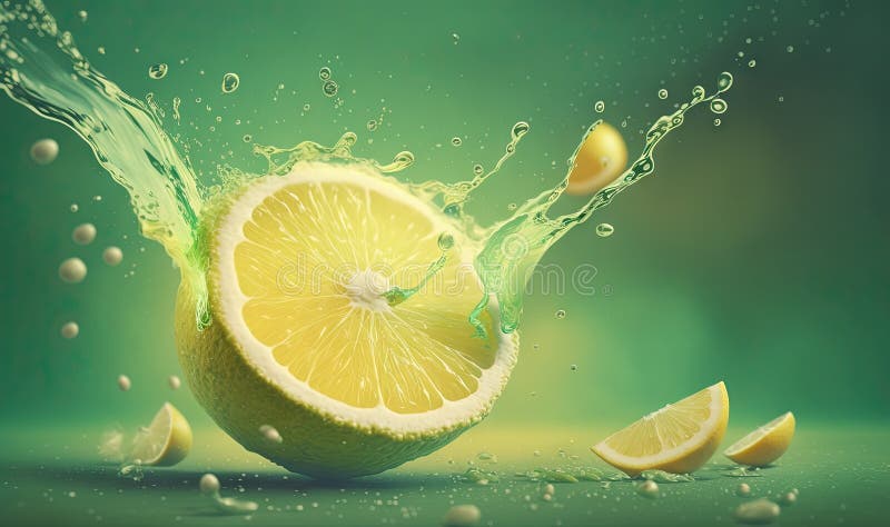A Lemon with Water Splashing Out of it S Core Stock Illustration ...