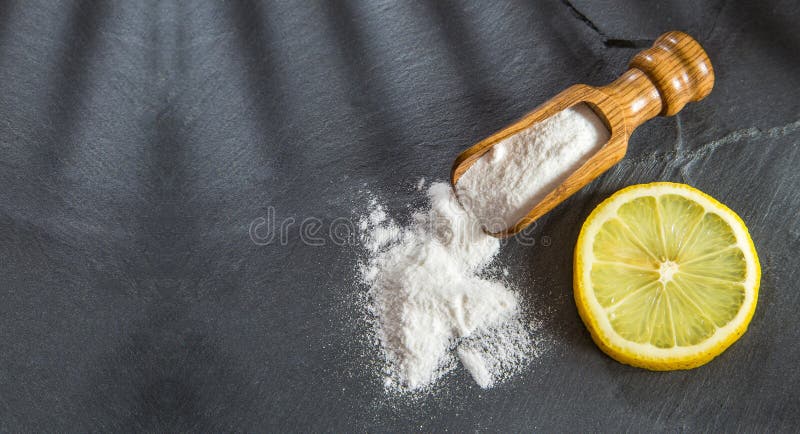 Lemon Wedge and Baking Soda Powder - Citrus X Limon Stock Photo - Image ...