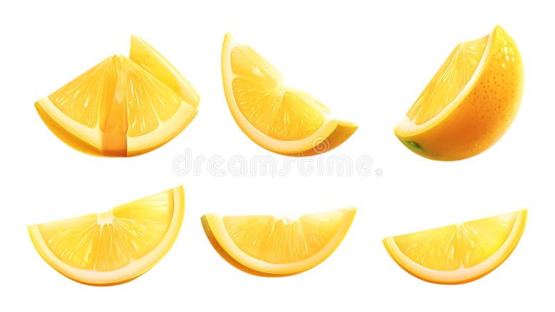 Lemon Wedges on Transparent Background Stock Illustration ...