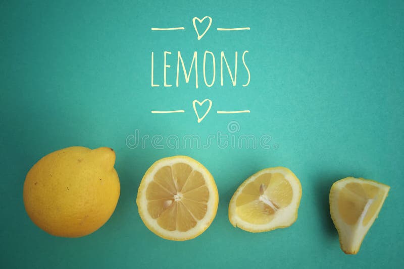 Lemon, Whole and Cut in Pieces Stock Image - Image of green, yellow ...