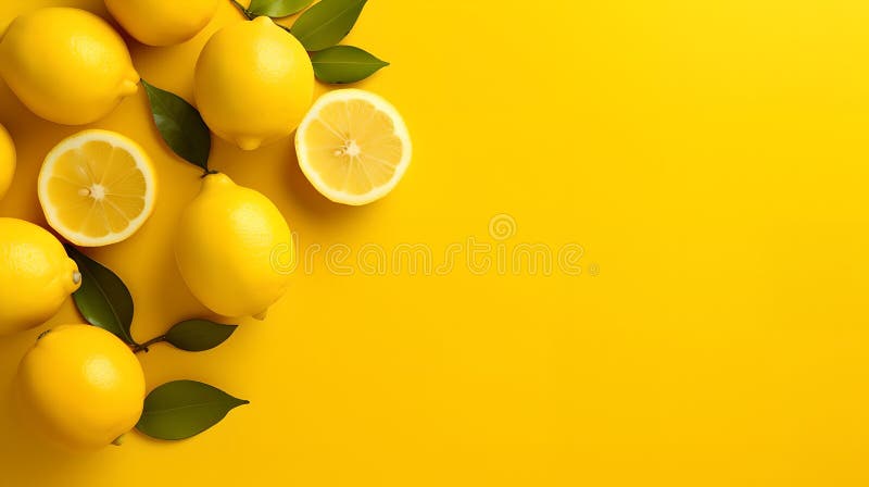 Lemon on Yellow Background, Image Ai Generated Stock Illustration ...