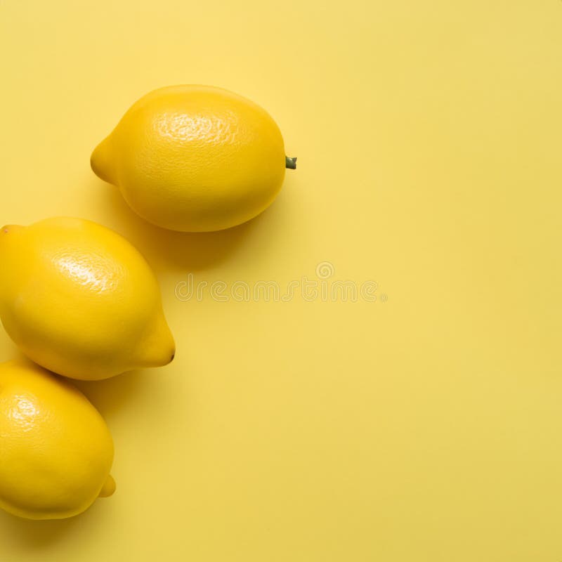 Lemon on Yellow Background. Minimal Summer Concept Stock Illustration ...