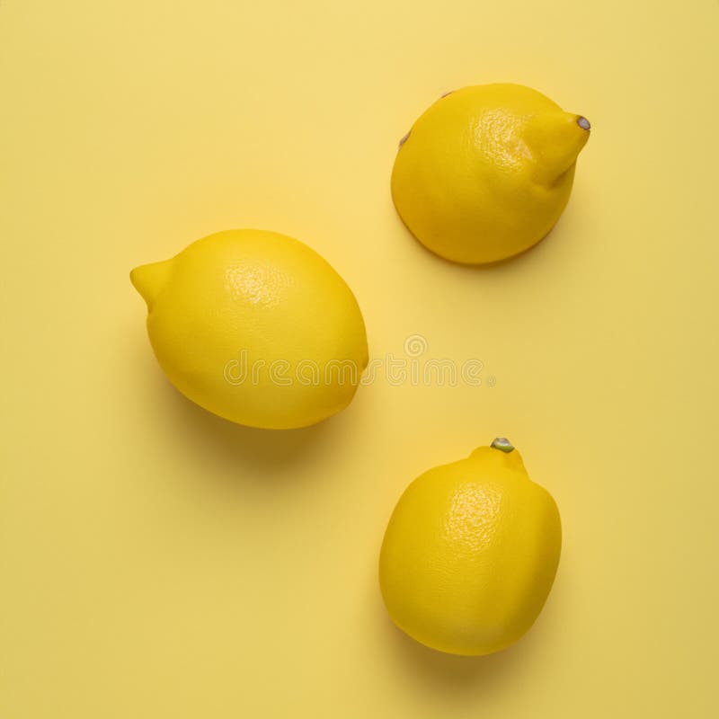 Lemon on Yellow Background. Minimal Summer Concept Stock Illustration ...