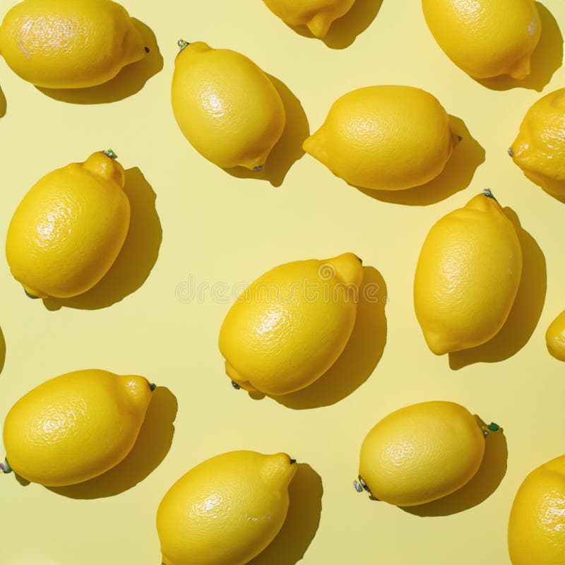 Lemon on Yellow Background. Minimal Summer Concept Stock Illustration ...