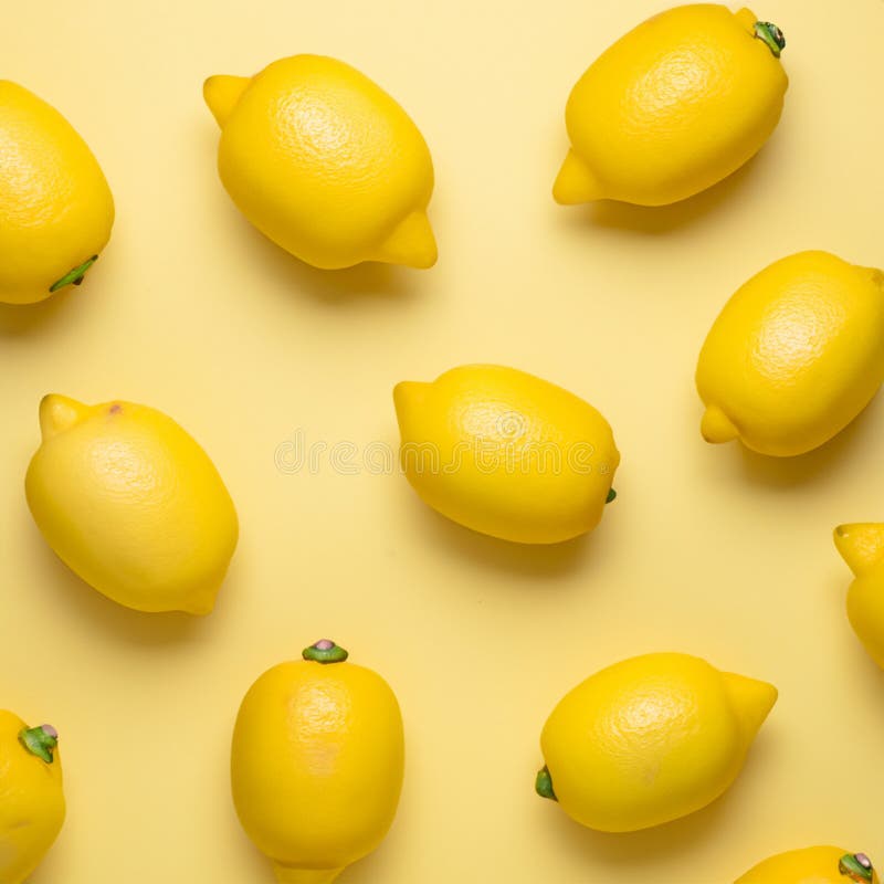 Lemon on Yellow Background. Minimal Summer Concept Stock Illustration ...