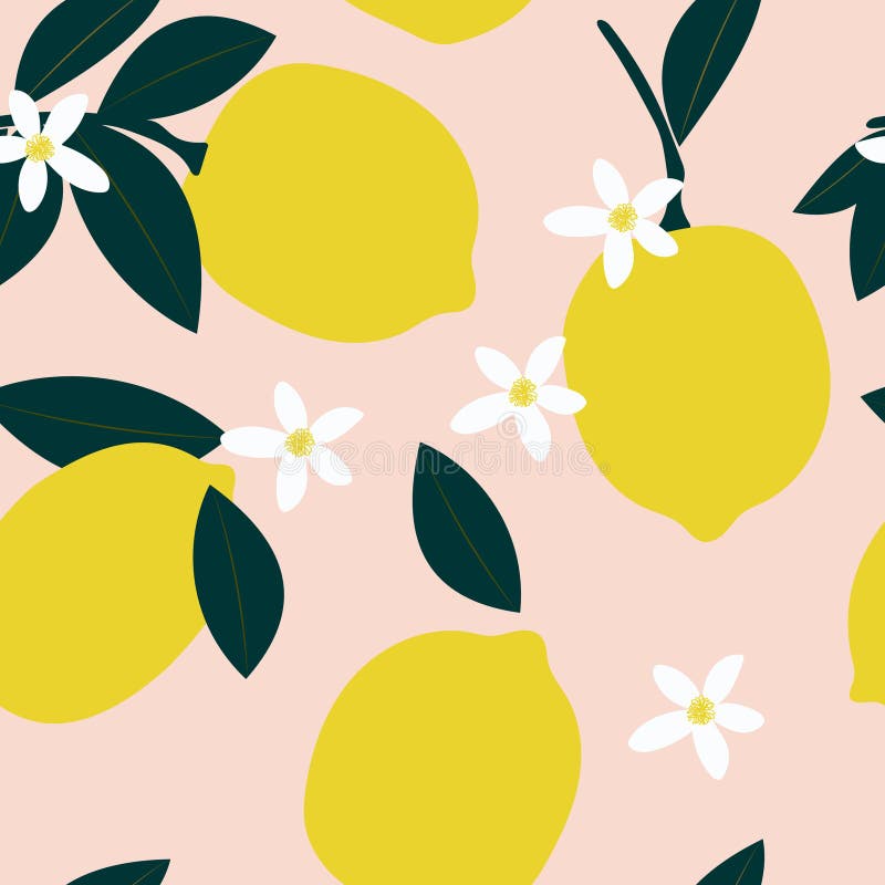 Lemon Seamless Pattern. Lemon Blossom in Modern Design for Fabrics ...