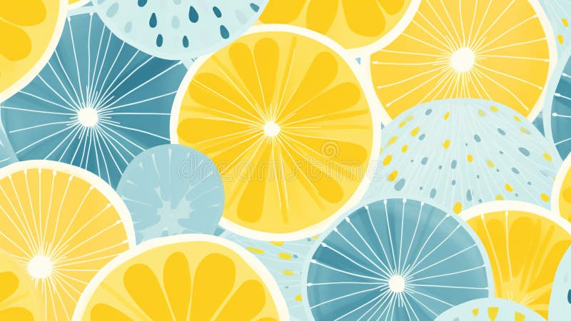 Lemon Yellow and Sky Blue Abstract Pattern Wallpaper Stock Illustration ...