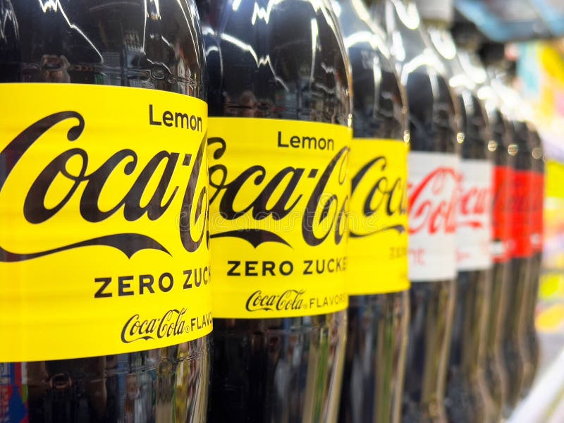 Lemon Zero Sugar Coca-cola Bottles Displayed on Store Shelf Editorial ...