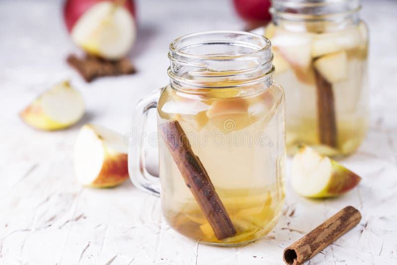 Lemonade with Apple, Ginger and Cinnamon Stock Image - Image of organic ...