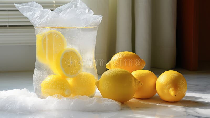 Lemonade bag of ice stock illustration. Illustration of glass - 374994942