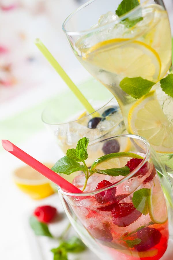 Lemonade with Berries and Fruits Stock Photo - Image of beverage ...