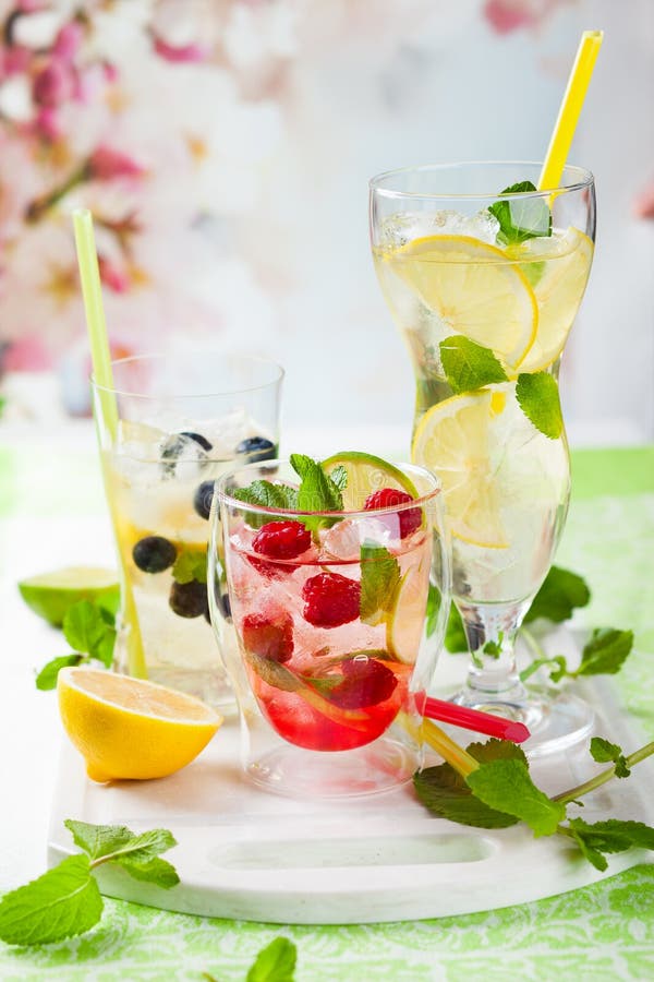Lemonade with Berries and Fruits Stock Photo - Image of cider, cocktail ...