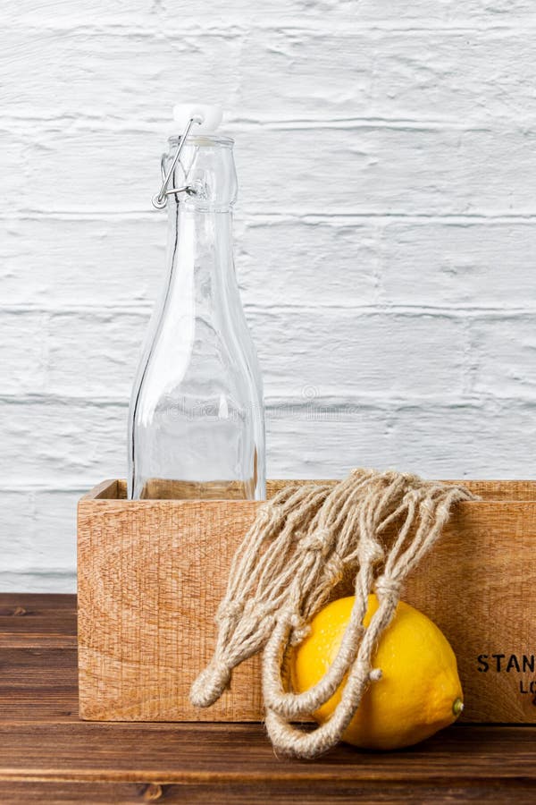 Lemonade Bottle in Crate with Lemon Stock Photo - Image of group, food ...