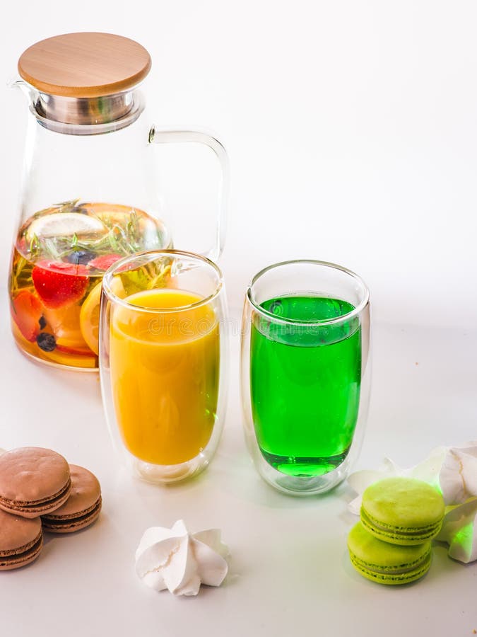 Lemonade or Cocktail Rhubarb, Strawberry, Mint, Lemon and Ice on Light ...