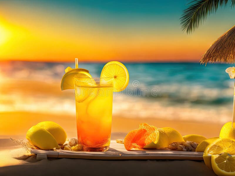 Lemonade Cocktail with Tropical Fruits. Ai Generative Stock ...