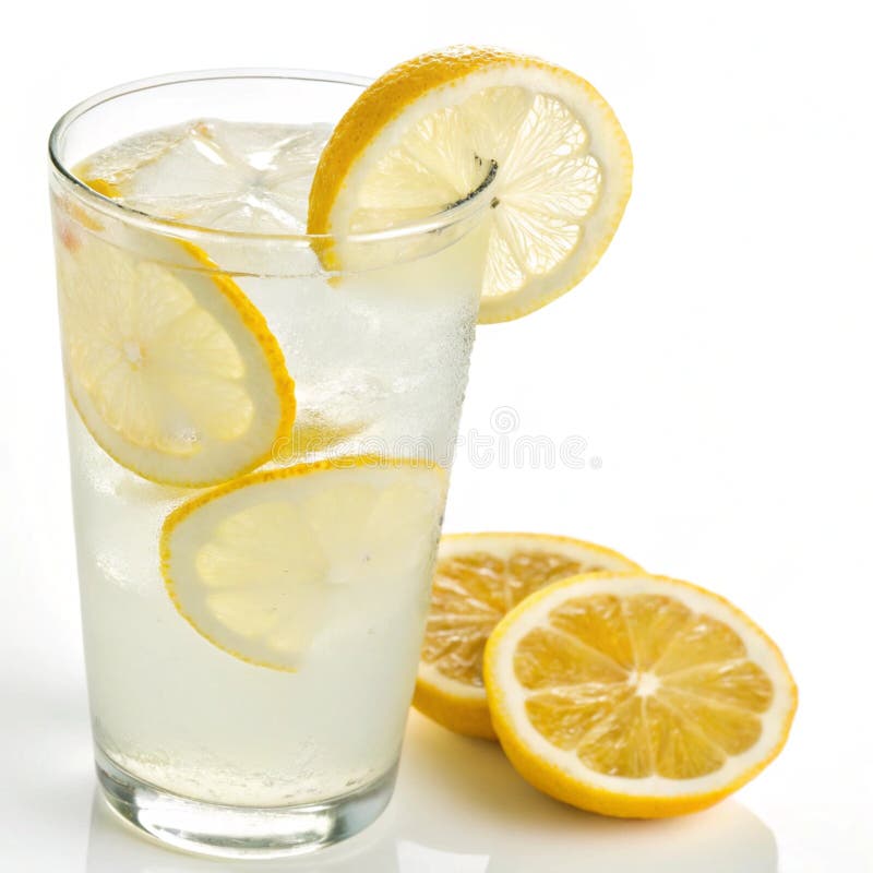 Lemonade Con Lemon Slice Aislado En Fondo Blanco Stock de ilustración ...