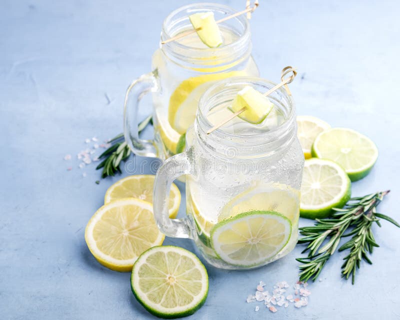 Lemonade with Fresh Lemon and Lime Lemomade with Rosemary and Salt ...