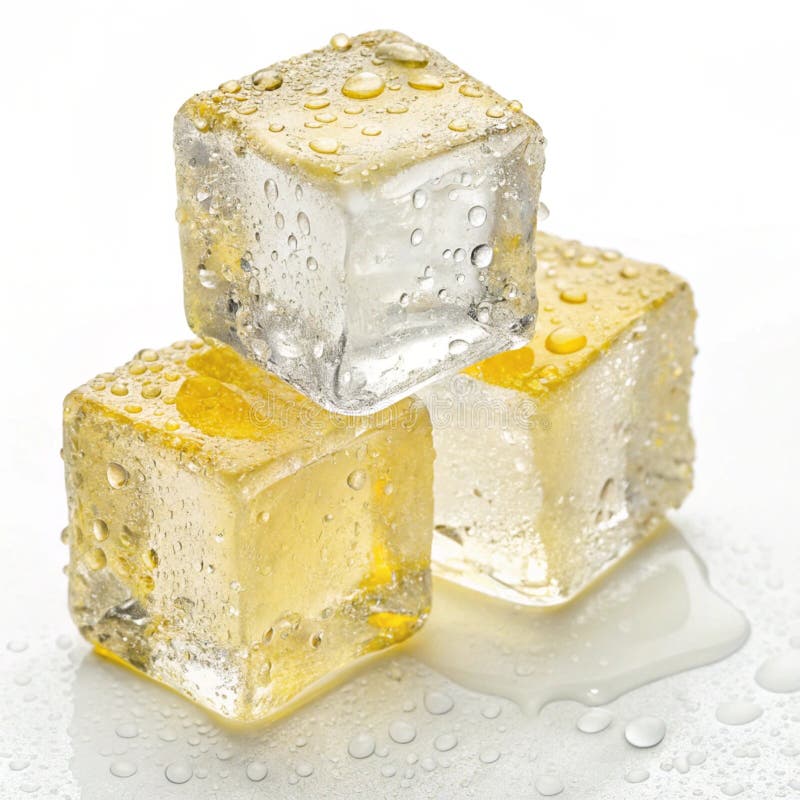 Lemonade Ice Cubes Isolated on White Stock Illustration - Illustration ...