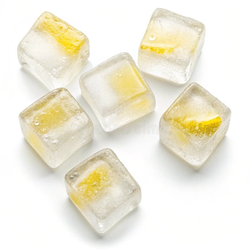 Lemonade Ice Cubes Isolated on White Stock Illustration - Illustration ...