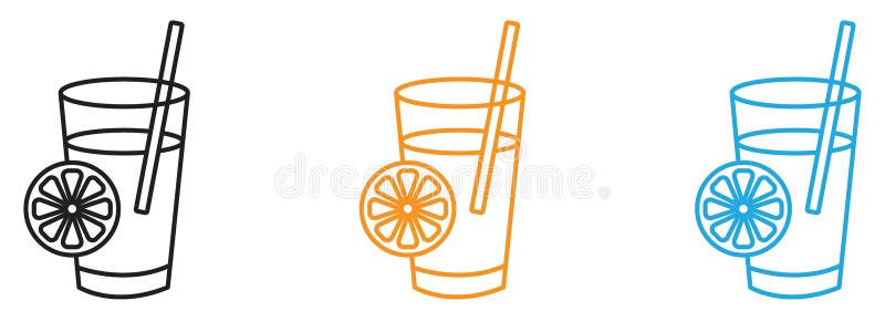 Lemonade Icon Thin Line Illustration Set Stock Vector - Illustration of ...