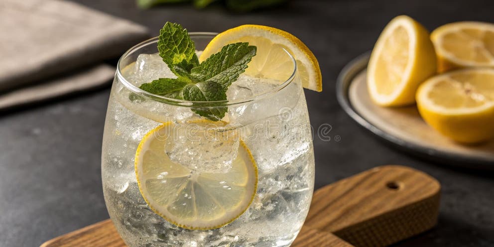 Lemonade Icy Mint and Lemon Spritzer Stock Illustration - Illustration ...