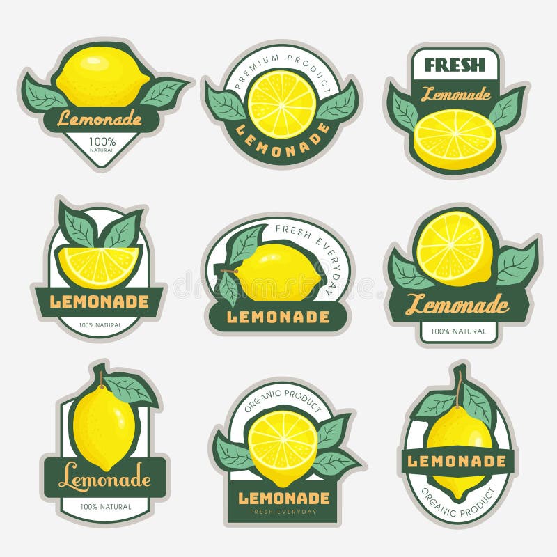 Lemonade Labels. Badges Design for Fresh Drinks with Lime and Lemon ...
