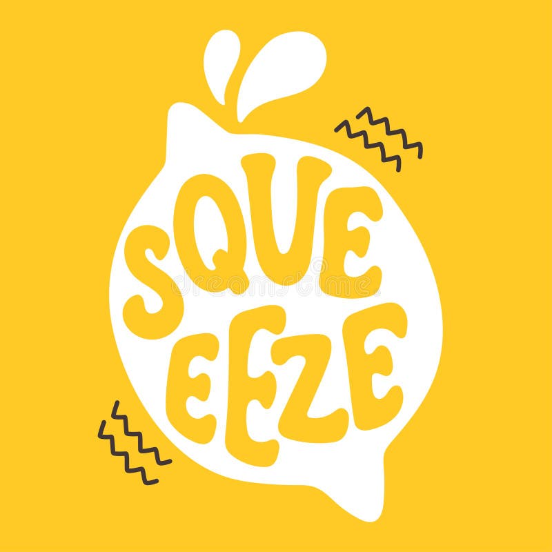 Lemonade Lettering in Lemon Silhouette Squeeze on Yellow Background ...