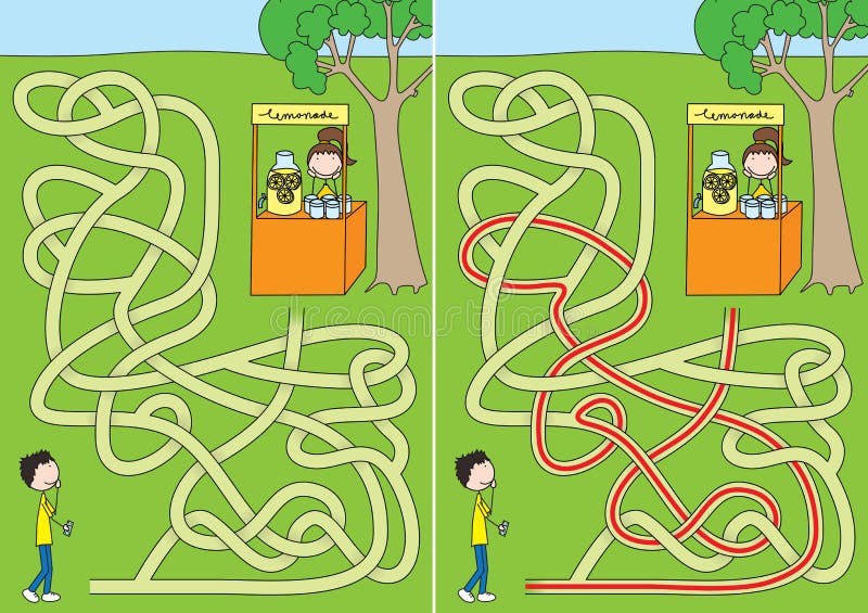 Lemonade maze stock vector. Illustration of easy, sellin - 109948239