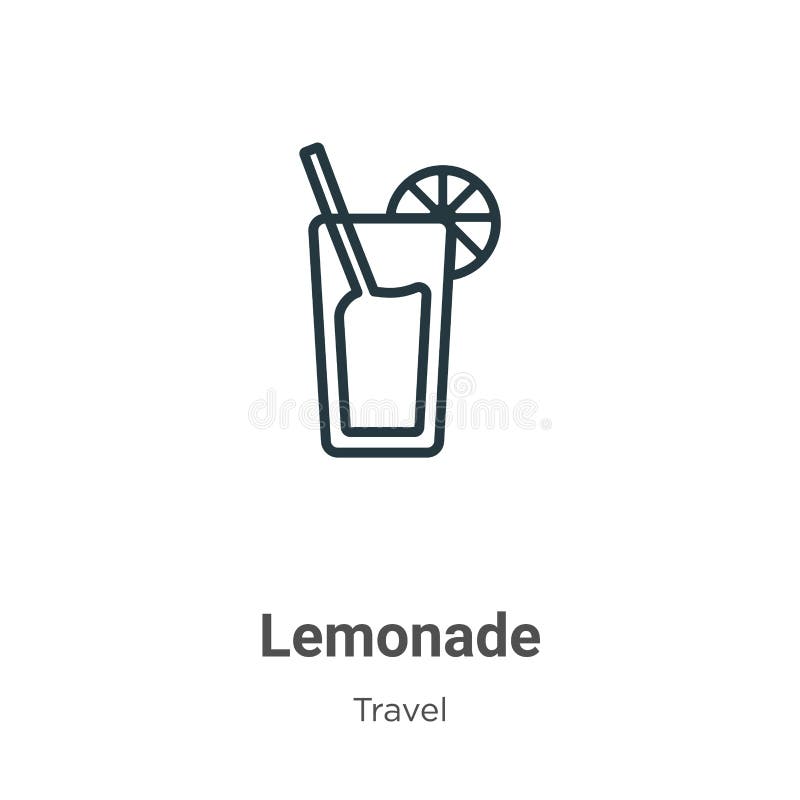 A Glass Of Lemonade In Flat Outline Stock Vector - Illustration of ...