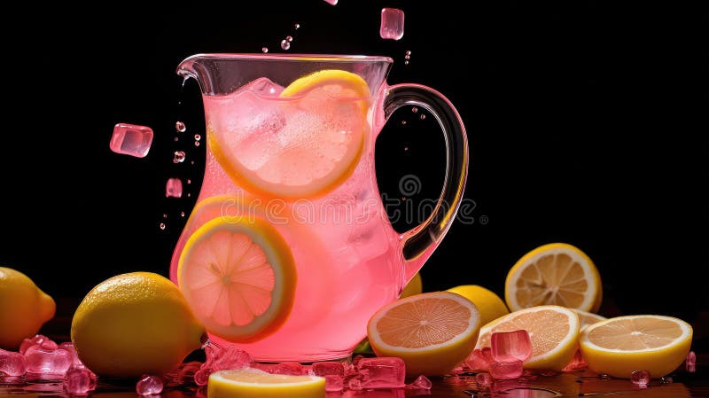 Lemonade pink lemons stock illustration. Illustration of flavor - 373883909