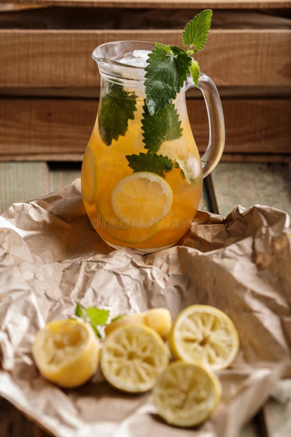 Iced lemonade pitcher stock photo. Image of white, cooled - 66809442
