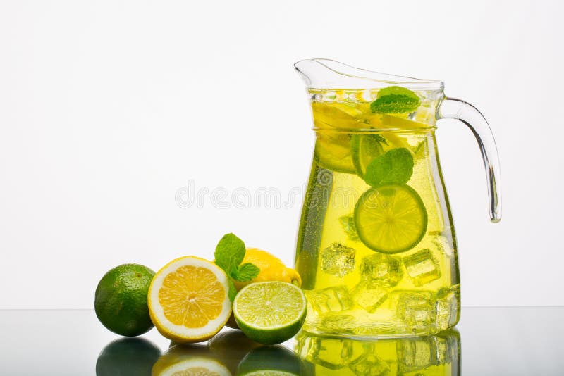 Lemonade Pitcher with Lemon Stock Image - Image of cold, homemade ...